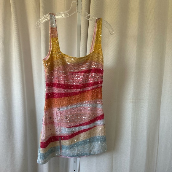 STAUD | Dresses | Staud Le Sable Sunset Suns Beaded Mini Dress With Leg ...